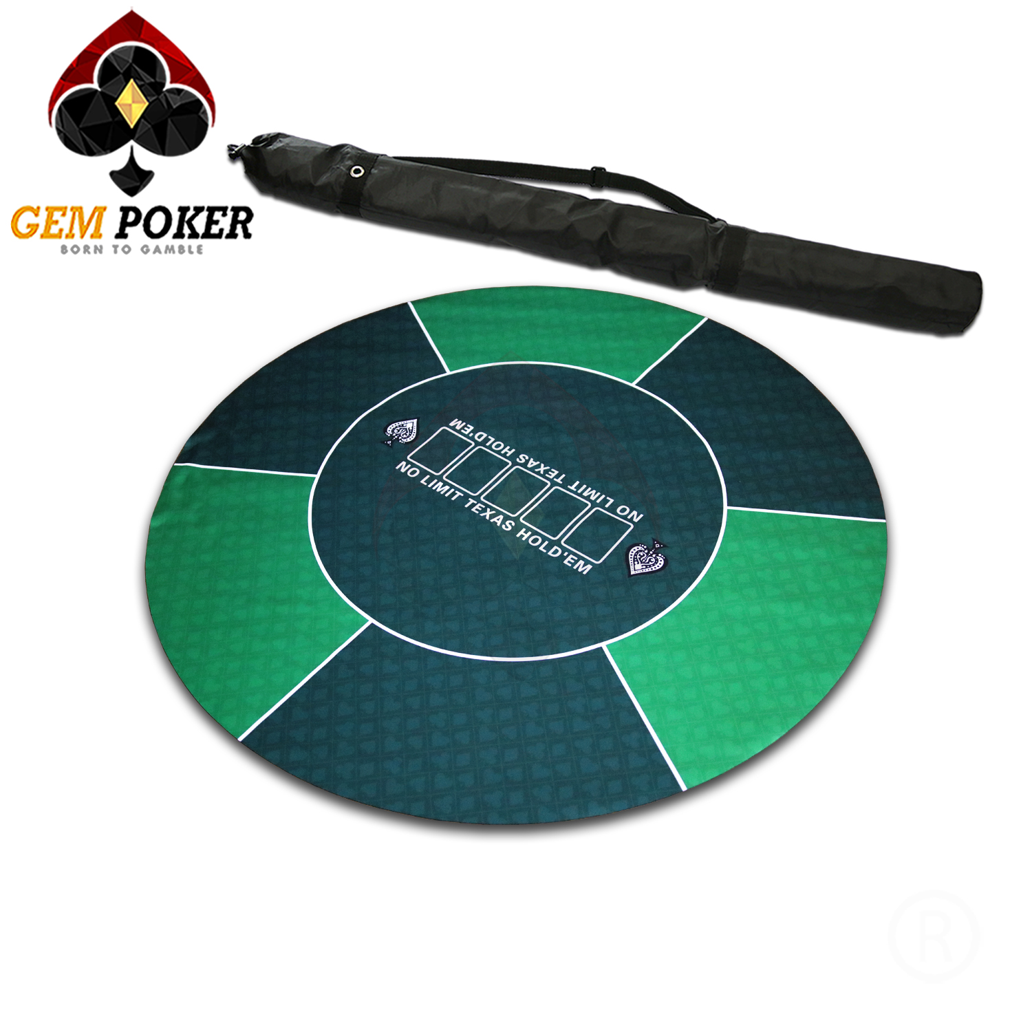 ROUND POKER MAT TEXAS HOLD'EM - GREEN I GEMPOKER.VN