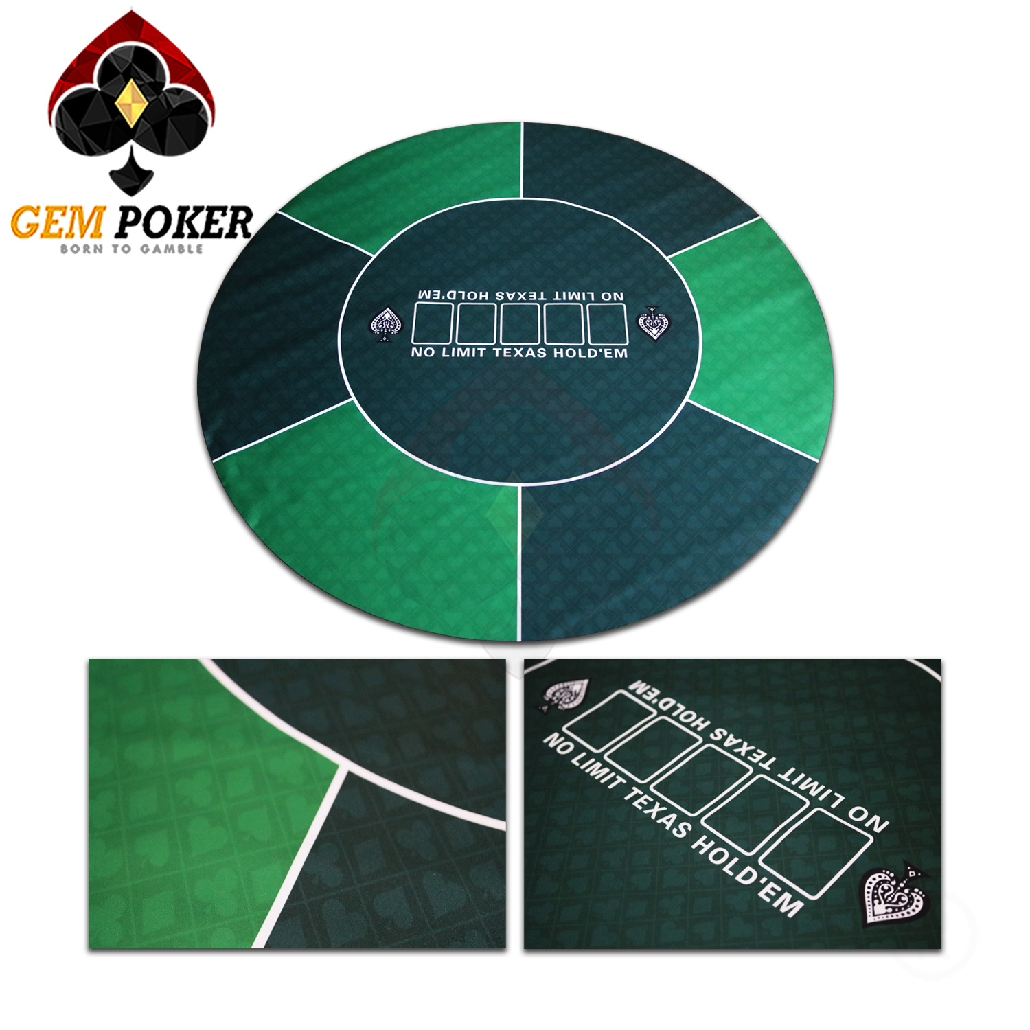 ROUND POKER MAT TEXAS HOLD'EM - GREEN I GEMPOKER.VN
