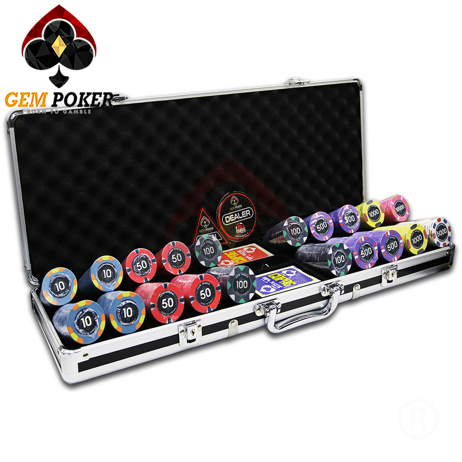 CERAMIC POKER CHIP SET 500 GEM POKER