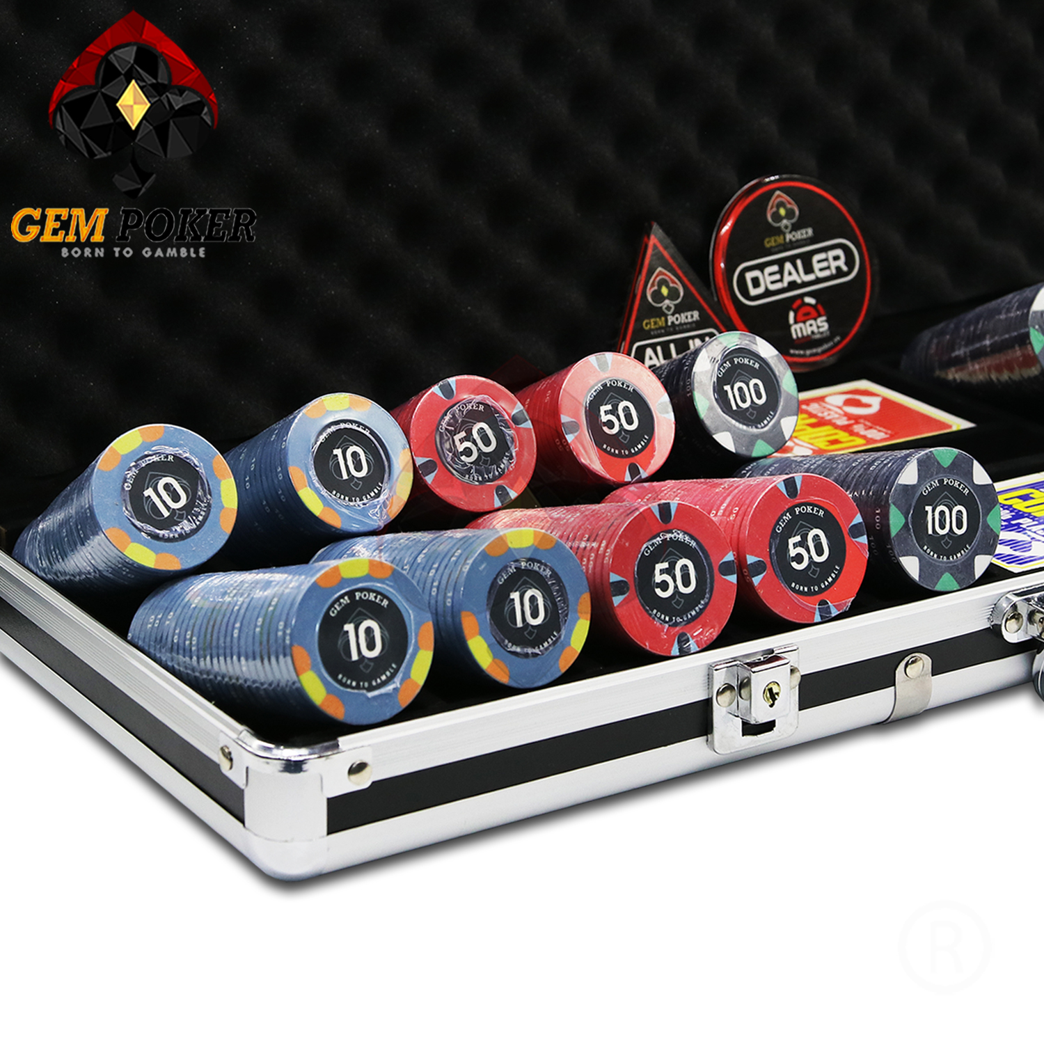 CERAMIC POKER CHIP SET 500 GEM POKER