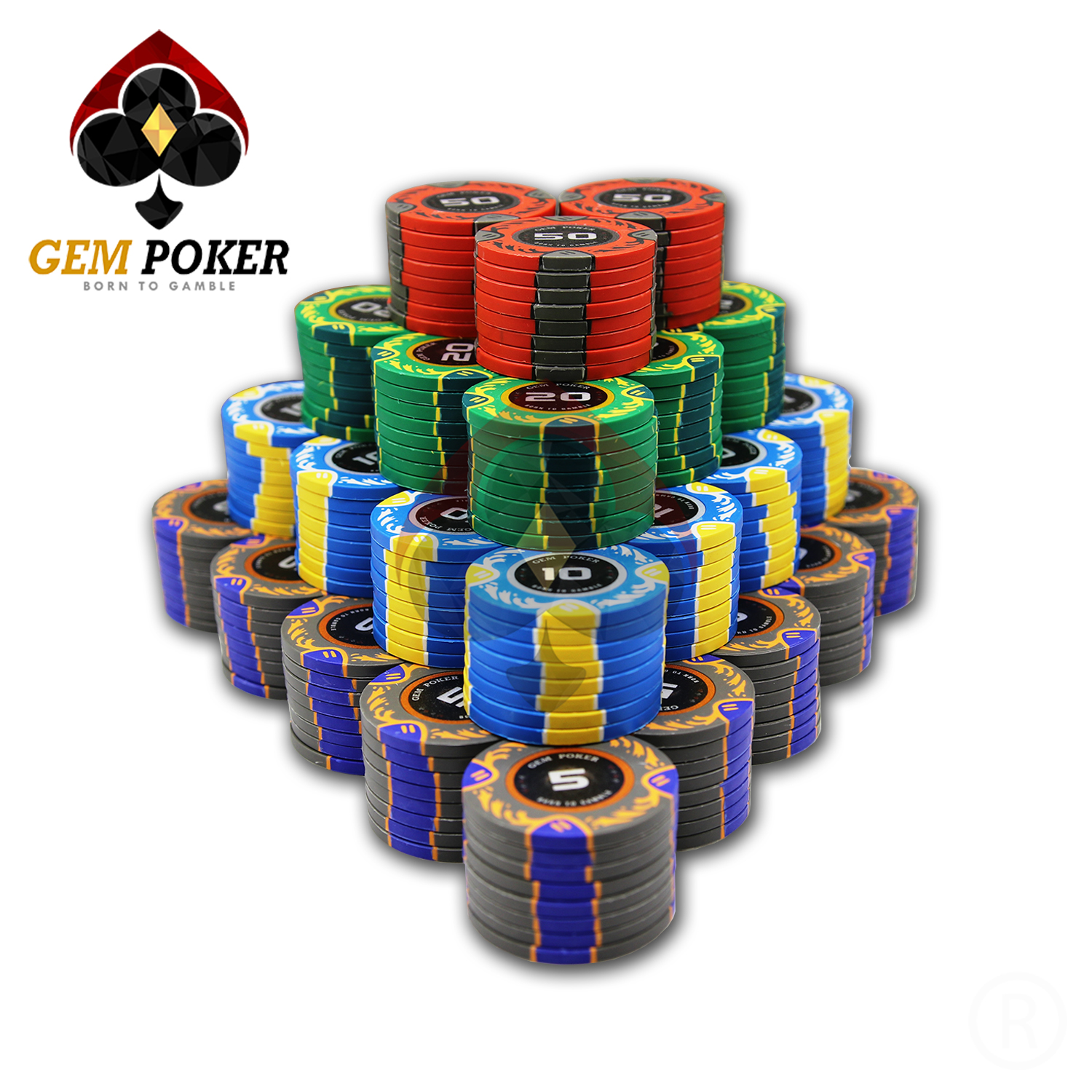 CLAY POKER CHIP SET 500 POSEIDON I GEM POKER