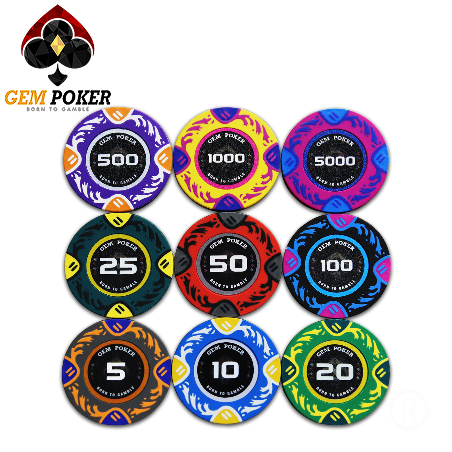 CLAY POKER CHIP SET 500 POSEIDON I GEM POKER