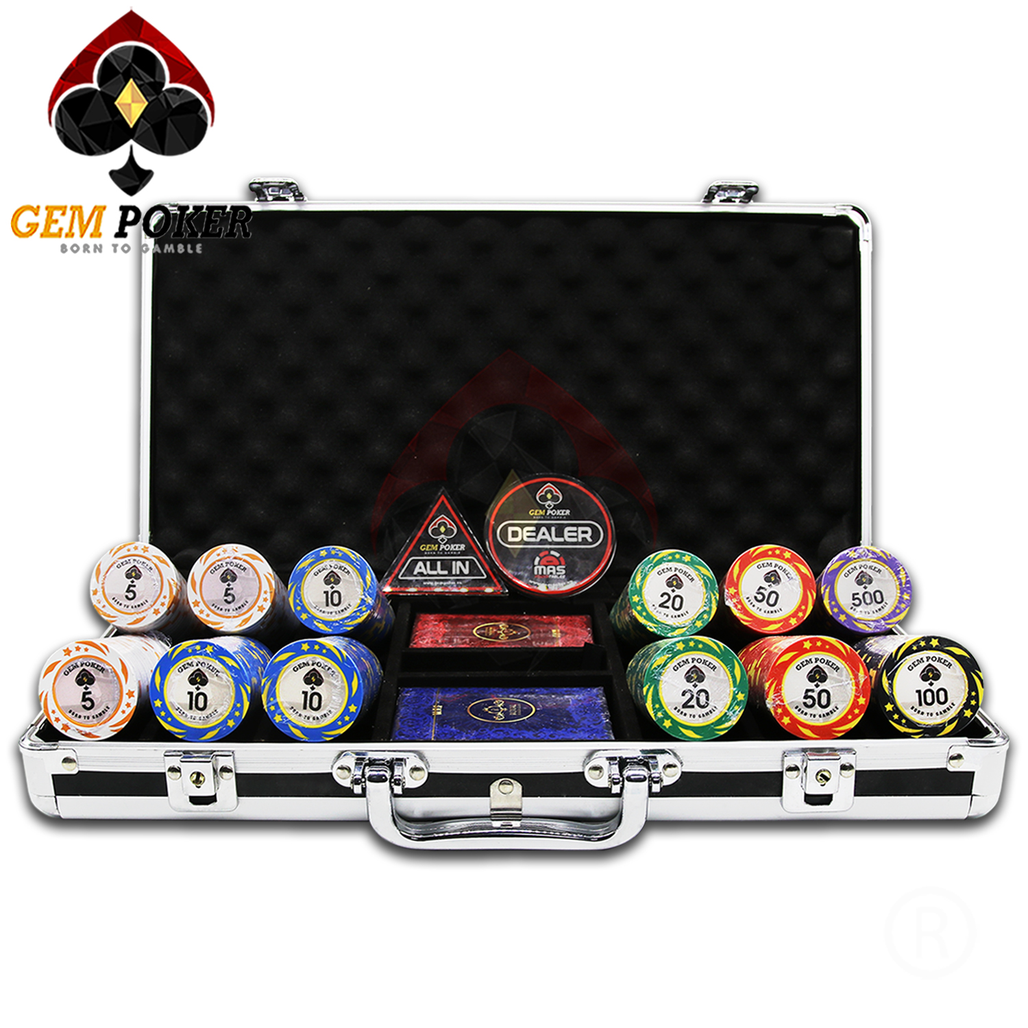 CLAY POKER CHIP SET 300 "KINGSTAR" I GEM POKER