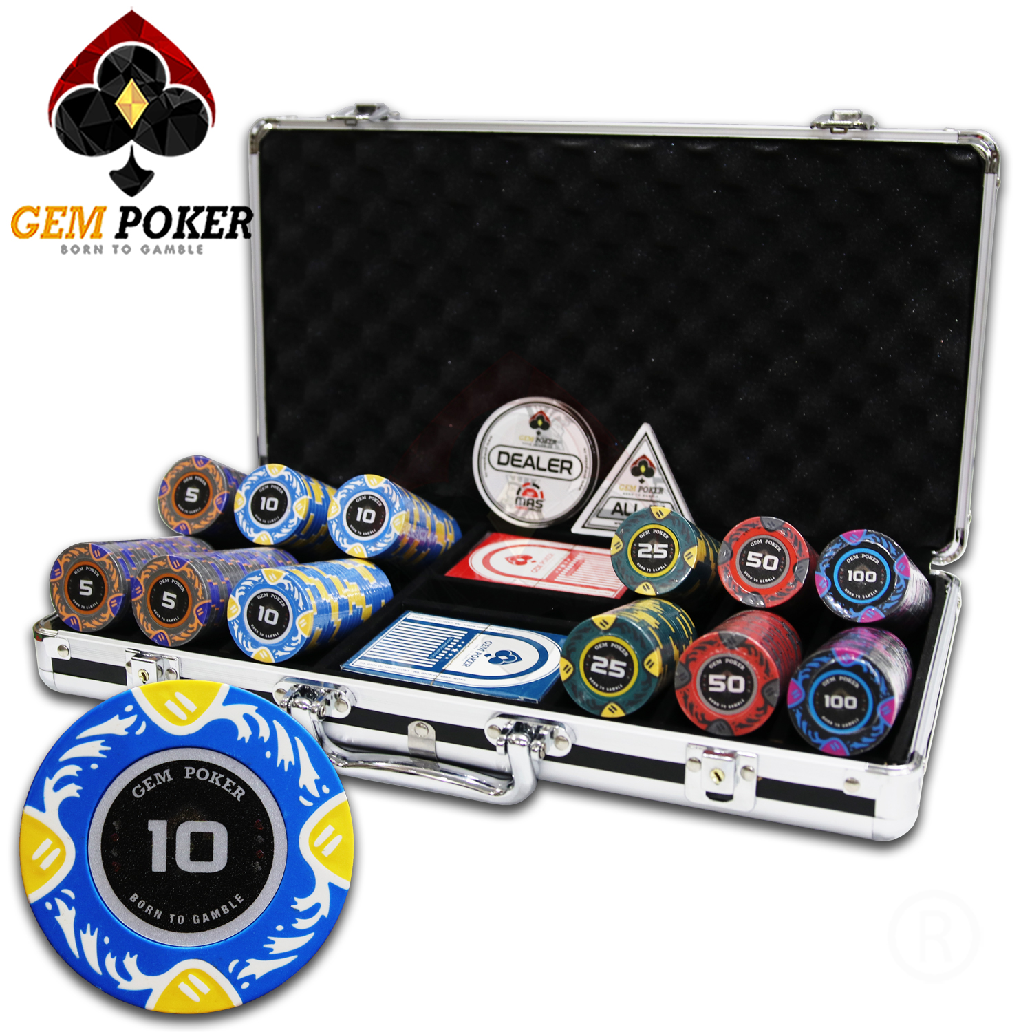 CLAY POKER CHIP SET 300 POSEIDON I GEM POKER