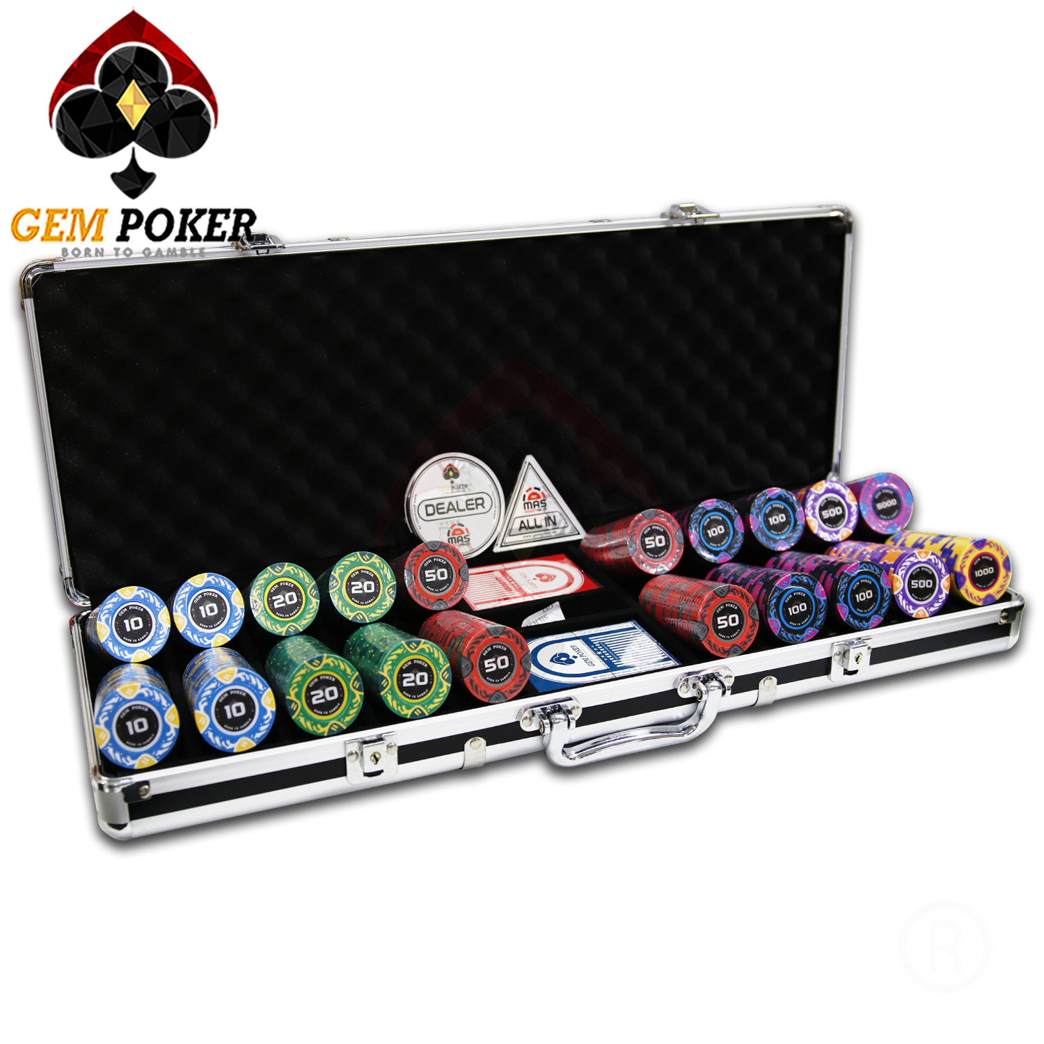 CLAY POKER CHIP SET 500 POSEIDON I GEM POKER