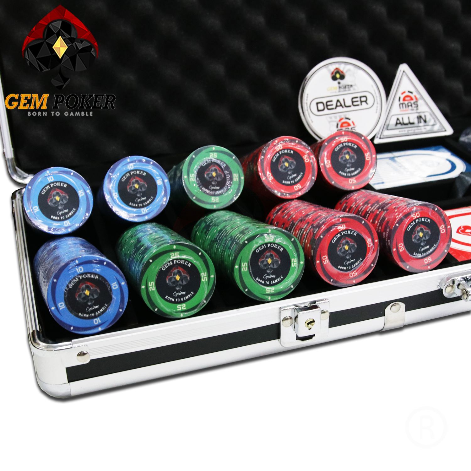 CERAMIC POKER CHIP SET 500 CYCLONE I GEM POKER